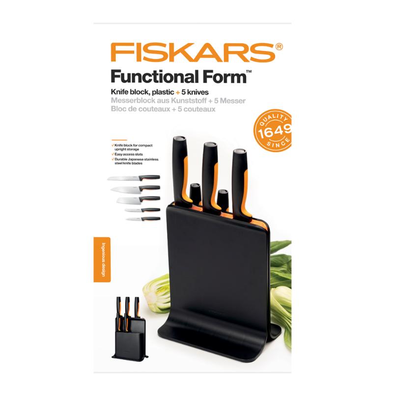 Fiskars, Functional Form Knivblock med 5 knivar Svart - Kitch'n