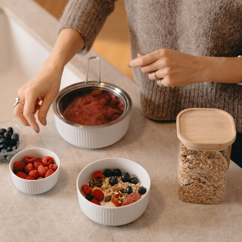 Eva Trio, Platt glaslock 13 cm borstat stål - Kitch'n