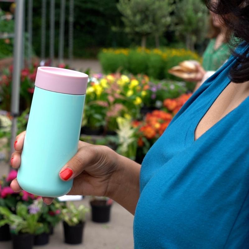 Lund London, Skittle Travel Mug 24cl Mint & Pink - Kitch'n