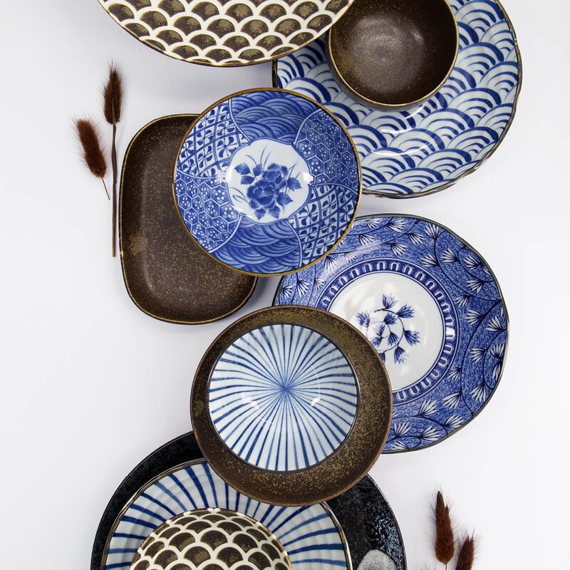 Tokyo Design Studio, Natsu Tokusa Mixed skål 17,8x9,5 cm 1 L blå/vit ...